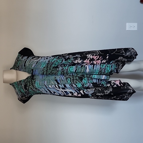 Citron | Tops | Citron Long Floral No Sleeve Silk Blend Open Front ...